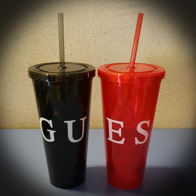 Guess (Cup With Cover And Straw), Everything Else on Carousell