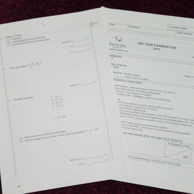 Secondary 2 School Math Exam Papers, Hobbies & Toys, Books & Magazines ...