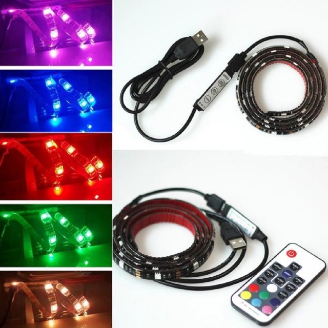USB RGB LED Strip With Remote Control, Furniture & Home Living ...