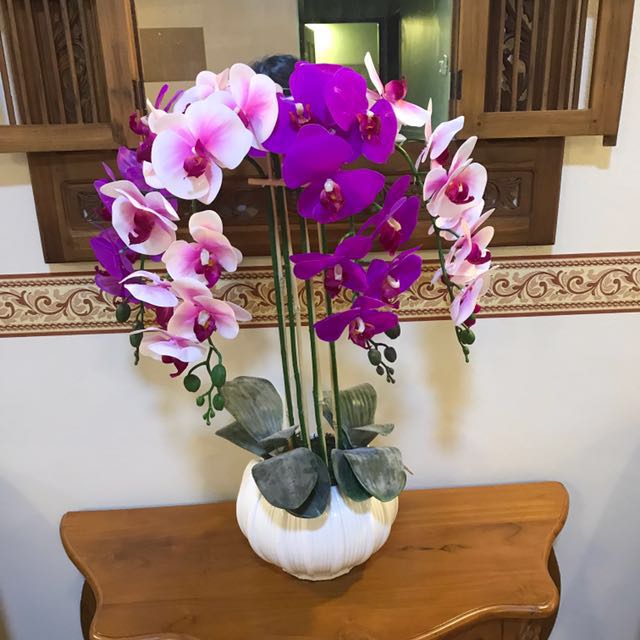 Bunga orkid (bunga berkualiti) macam bunga real, Furniture & Home ...