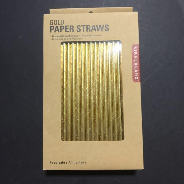 Kikkerland 144 Gold Paper Straws, Hobbies & Toys, Stationery & Craft ...