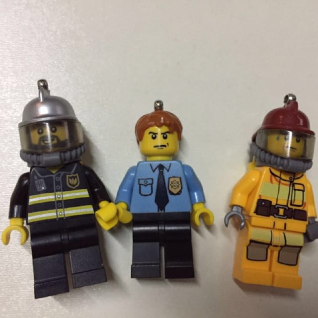 Lego keychain City mini figures policeman fire fighter original product ...