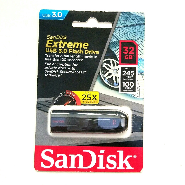 SanDisk Extreme USB 3.0 Flashdrive 32 Gb thumbdrive, Computers & Tech ...