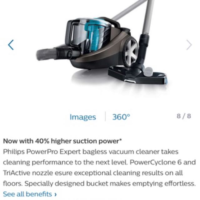 Philips PowerPro Expert Bagless Vacuum Cleaner, TV & Home Appliances ...