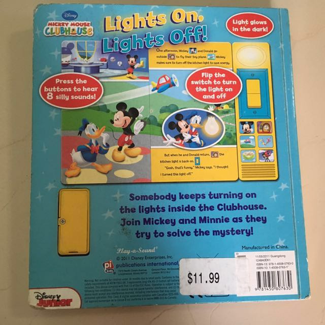 Sound board book - Mickey Mouse - Lights On, Lights Off, Hobbies & Toys ...