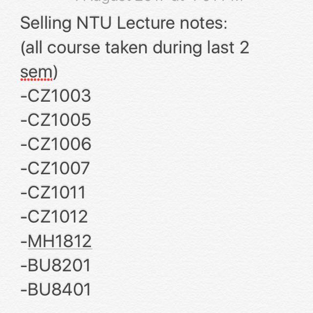 NTU Lecture Notes, Everything Else on Carousell