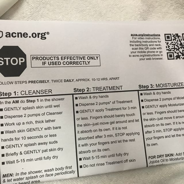 Acne.org regimen, Health & Nutrition, Health Supplements, Health Food ...