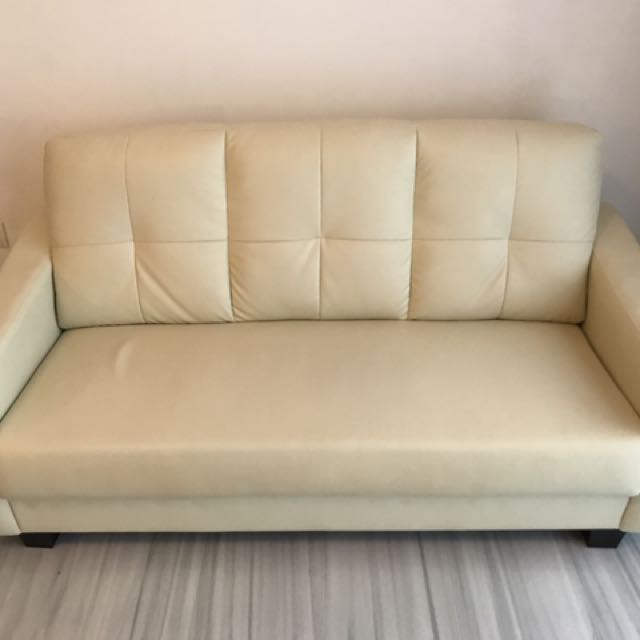 White PVC 3 seater Sofa (for small condo), Furniture & Home Living ...