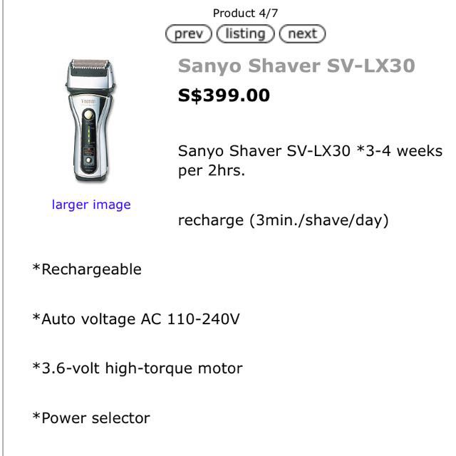 Brand New Sanyo T-Solid Rechargeable Shaver, Beauty & Personal Care ...