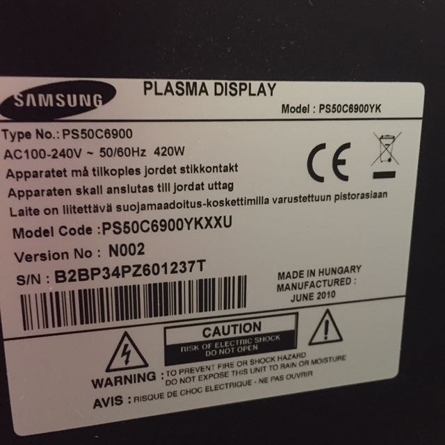 Samsung Plasma 50', TV & Home Appliances, TV & Entertainment, TV on ...