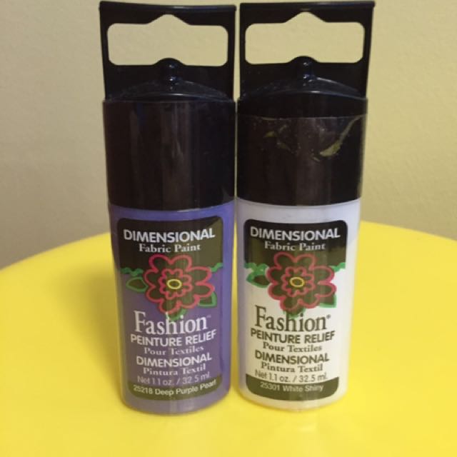 Dimensional Fabric Paint - Deep Purple Pearl & White Shiny, Hobbies ...