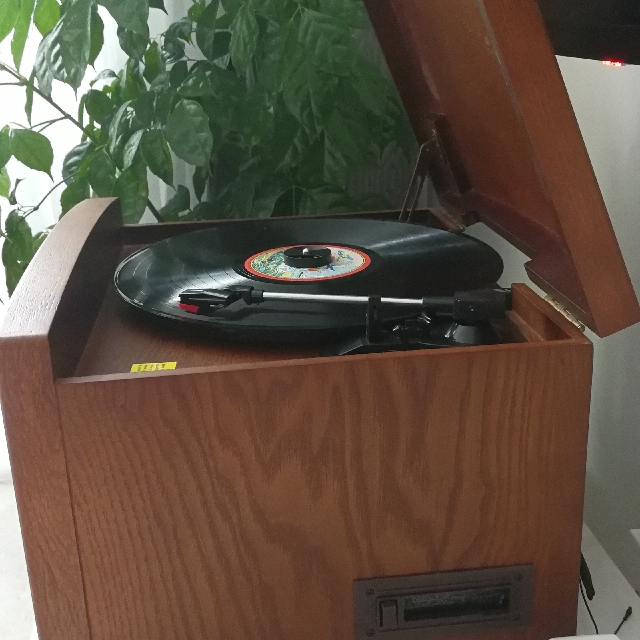 solid wood vintage antique black phonograph plastic reecord player ...