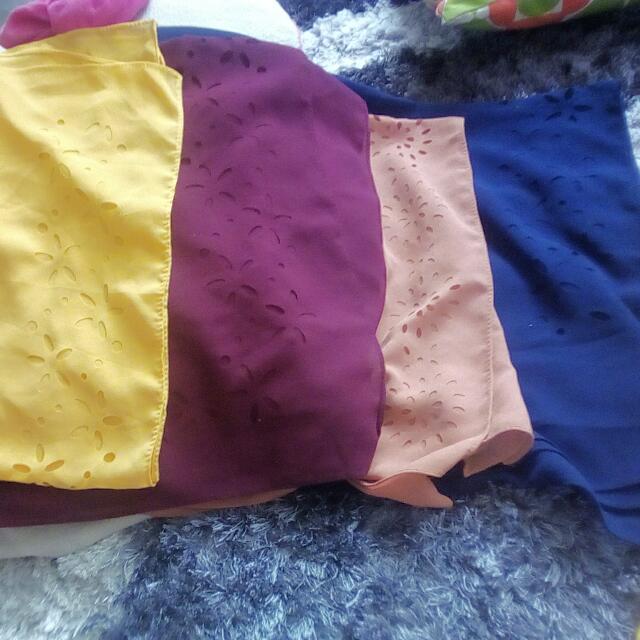 Lasercut Chiffon Shawls, Women's Fashion, Muslimah Fashion, Hijabs on ...