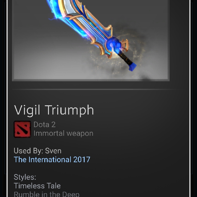 Vigil Triumph Ti7 Sven immortal weapon, Video Gaming, Video Game ...