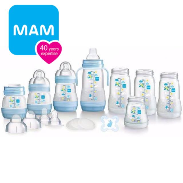 MAM Anti-Colic 15pcs Bottle Starter Set (Blue), Babies & Kids, Nursing ...