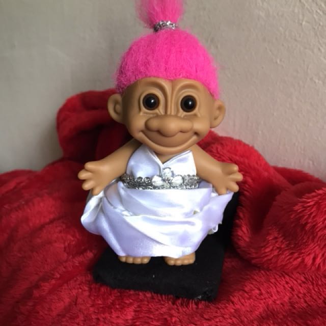 Vintage RUSS Trolls wearing one of a kind white gown, Hobbies & Toys ...