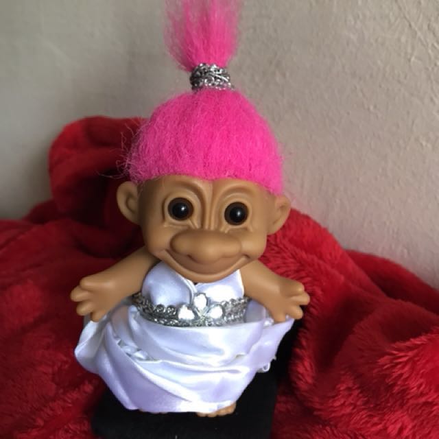 Vintage RUSS Trolls wearing one of a kind white gown, Hobbies & Toys ...