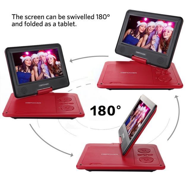 DBPOWER 9.5-Inch Portable DVD Player with Rechargeable Battery, SD Card ...