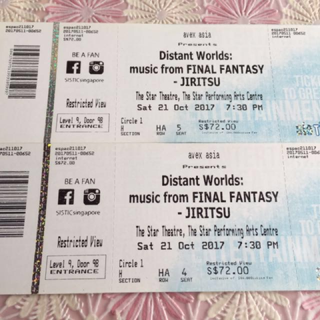 Final Fantasy Tickets for Two, Tickets & Vouchers, Event Tickets on ...