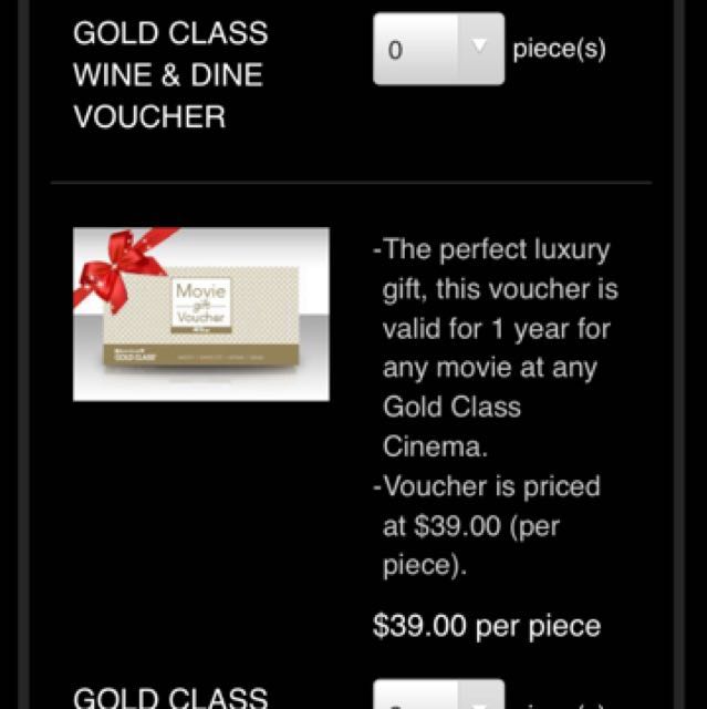 2 GV Gold Class All Days Gift Voucher, Tickets & Vouchers, Vouchers on ...