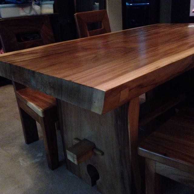 Solid Teak Wood Dining Table, Furniture & Home Living, Furniture ...