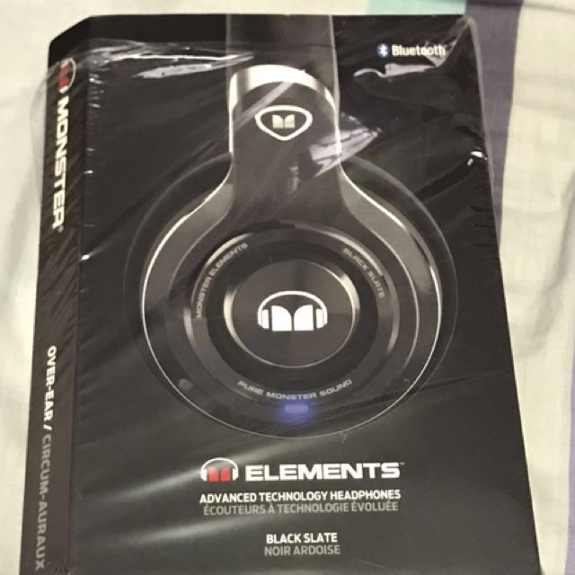 Monster Elements Bluetooth Overear Headphones Black, Audio, Headphones ...