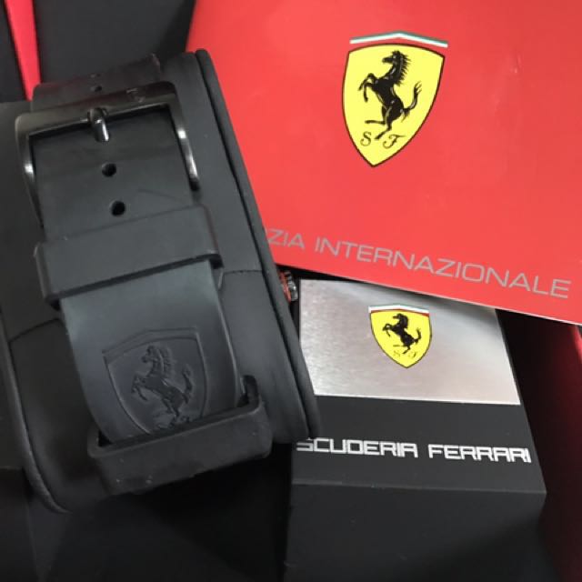 (New)Ferrari World Time Carbon Fiber Dial Multinfuction Rubber Strap ...