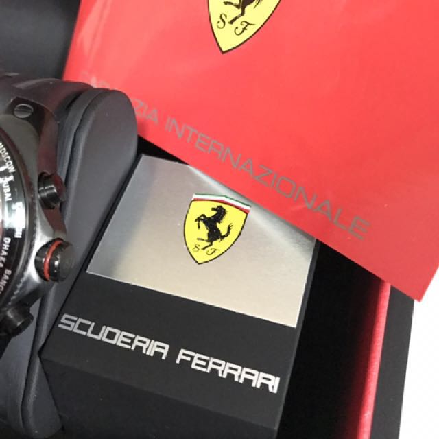 (New)Ferrari World Time Carbon Fiber Dial Multinfuction Rubber Strap ...