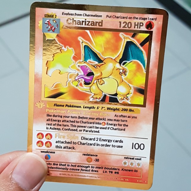 Pokemon Cards CUSTOM Charizard Gold Border First Edition, Hobbies ...