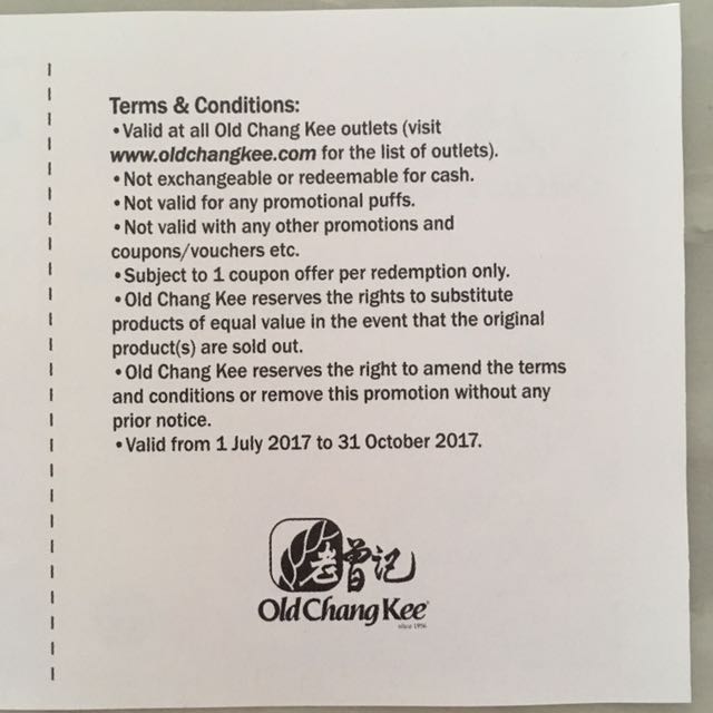 Voucher for Old Chang Kee, Curry Times, Bun Times, Tickets & Vouchers ...