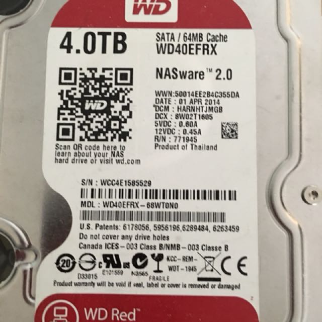 Western Digital WD 4TB RED internal hard disk, Computers & Tech, Parts ...