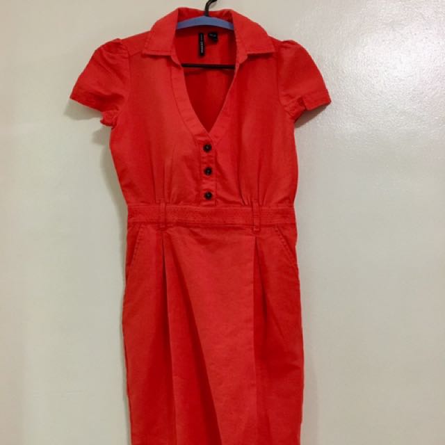 Mango Basic Dress in Shocking Orange Color, Women's Fashion, Dresses ...