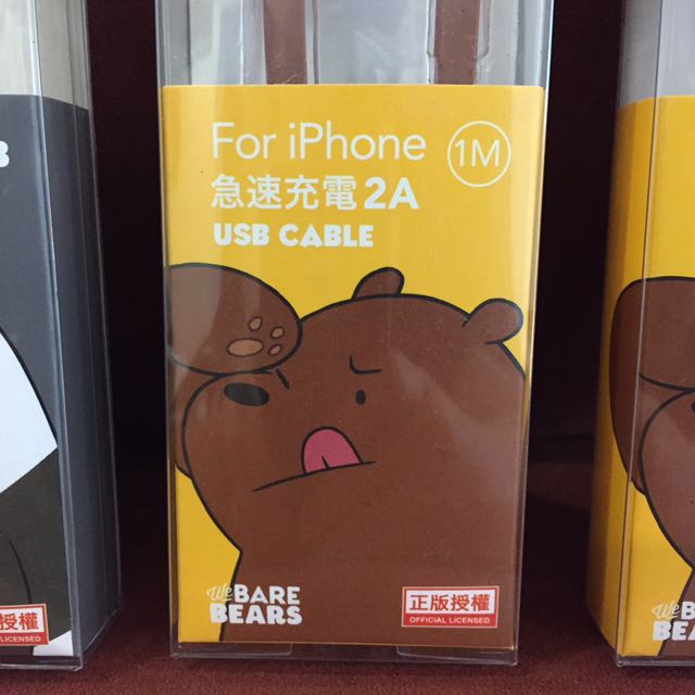 We Bare Bears x Miniso iPhone Cable 1M 2A Super Fast Charging Lightning ...