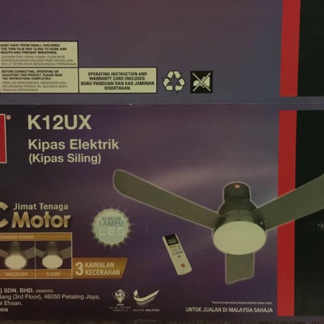 Brand new KDK ceiling fan with LED light, Furniture & Home Living ...