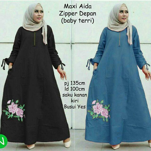 L4136 maxi aida maxi zipper depan (baby terri) L besar,pj 135cm,LD100cm ...