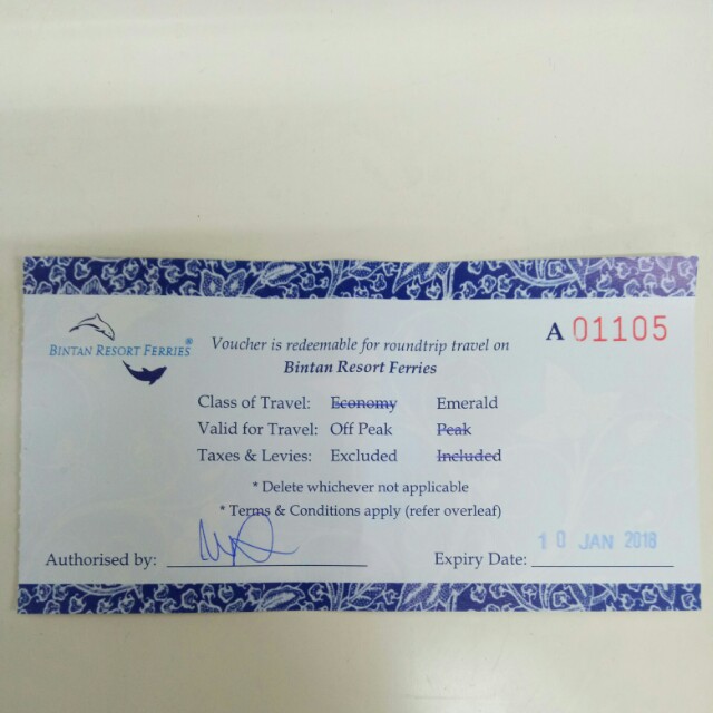 Bintan Emerald Class Ticket, Tickets & Vouchers, Vouchers on Carousell
