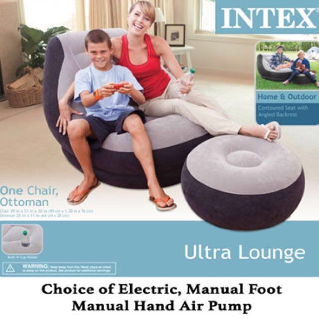 Intex Inflatable Lounge Chair with footrest/ottoman, Furniture & Home ...