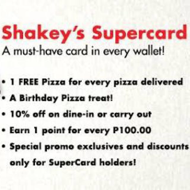Shakey's Supercard #1, Tickets & Vouchers, Store Credits on Carousell