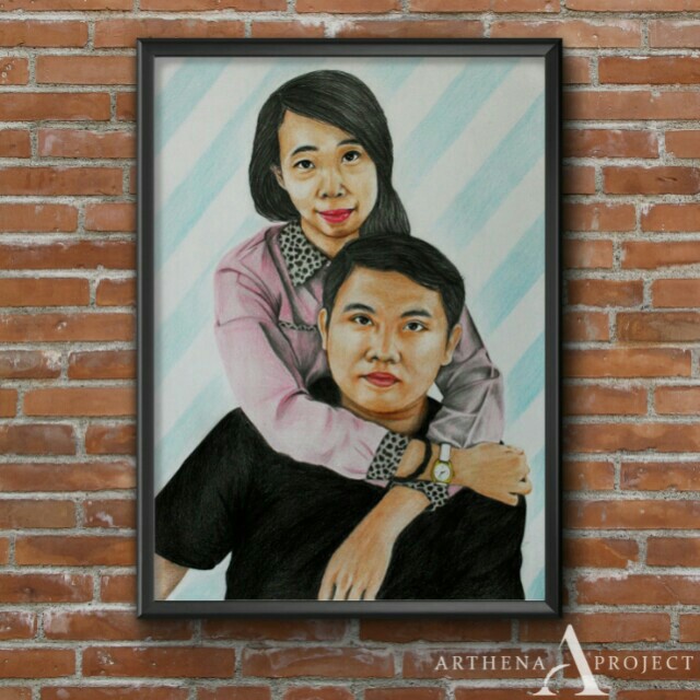 Sketsa wajah couple, Desain & Kerajinan Tangan, Karya Seni di Carousell