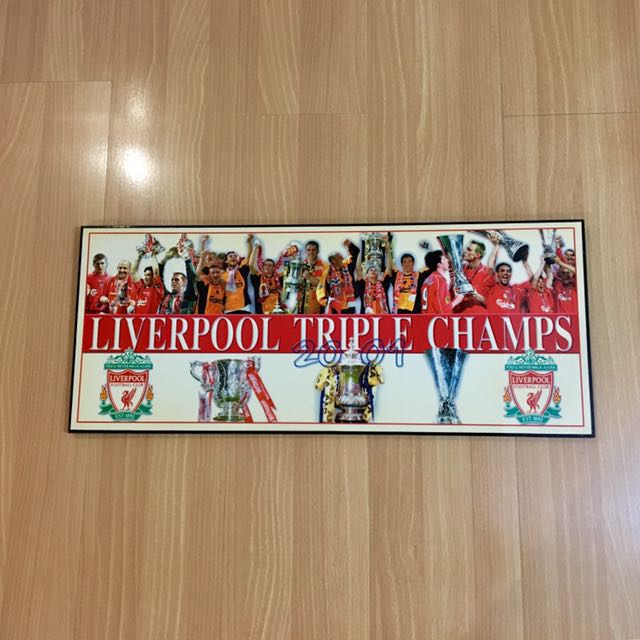Liverpool Triple Champs Poster with frame, Everything Else on Carousell