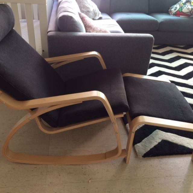 Ikea Rocking Chair And Footstool, Furniture & Home Living, Furniture ...
