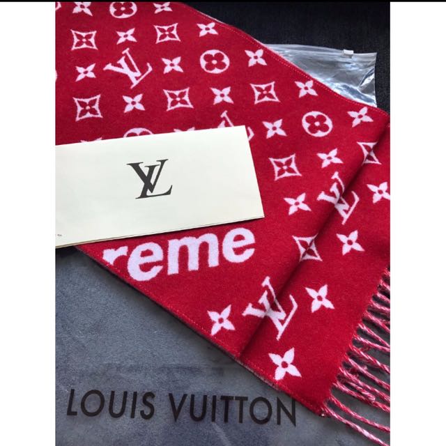 Louis Vuitton x Supreme Monogram Wool/Cashmere Logo Scarf LV Supreme ...