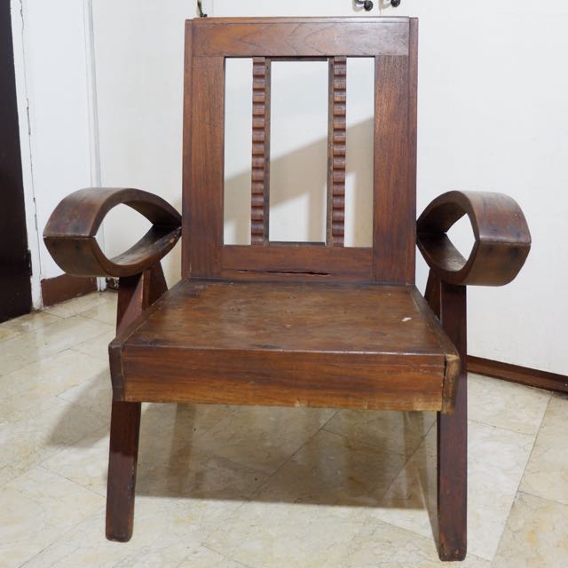 Antique Wooden Ambassador Chair (1950's), Furniture & Home Living ...