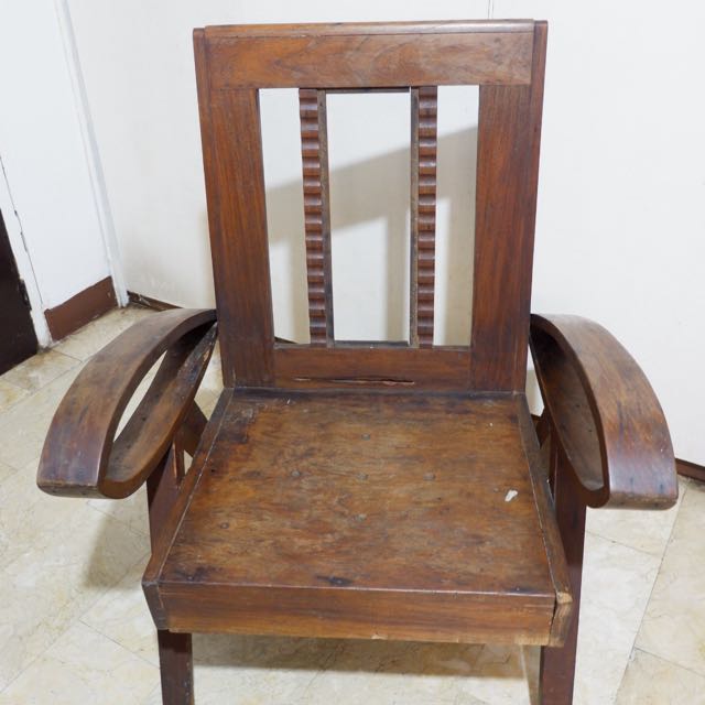 Antique Wooden Ambassador Chair (1950's), Furniture & Home Living ...