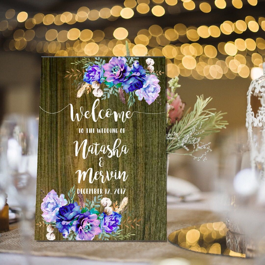 Rustic Darkwood Floral Wedding Board Signboard, Hobbies & Toys ...