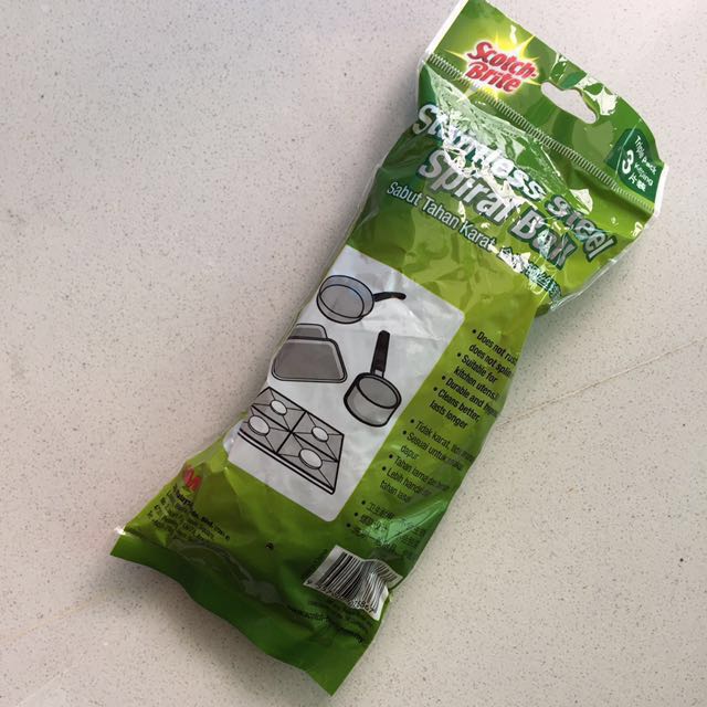 3M msb s/b metallic spiral scotch-brite metal sponge scrub ball, TV ...