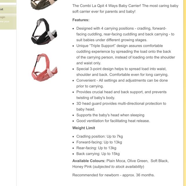 Combi - La Qpit 4 Ways Baby Carrier, Babies & Kids, Going Out, Carriers ...