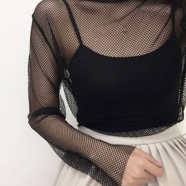 fishnet mesh top, Women's Fashion, Tops, Sleeveless on Carousell