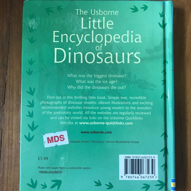 Usborne - little encyclopedia of dinosaurs, Hobbies & Toys, Books ...