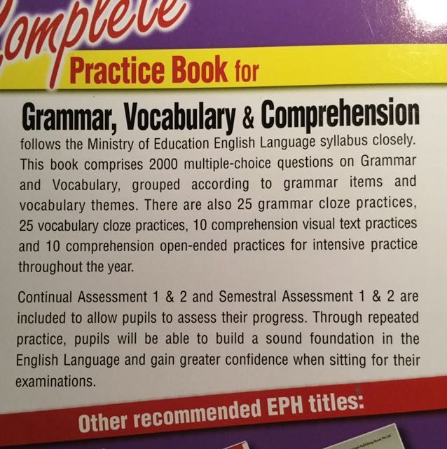 Primary 6 EPH Complete Practice Book For Grammar,Vocabulary ...